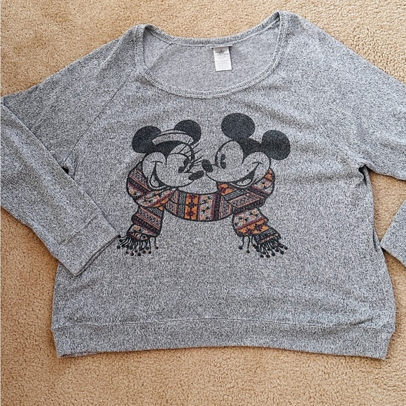 Disney | Sweaters | Disney Gray Sweater With Mickey And Minnie | Poshmark